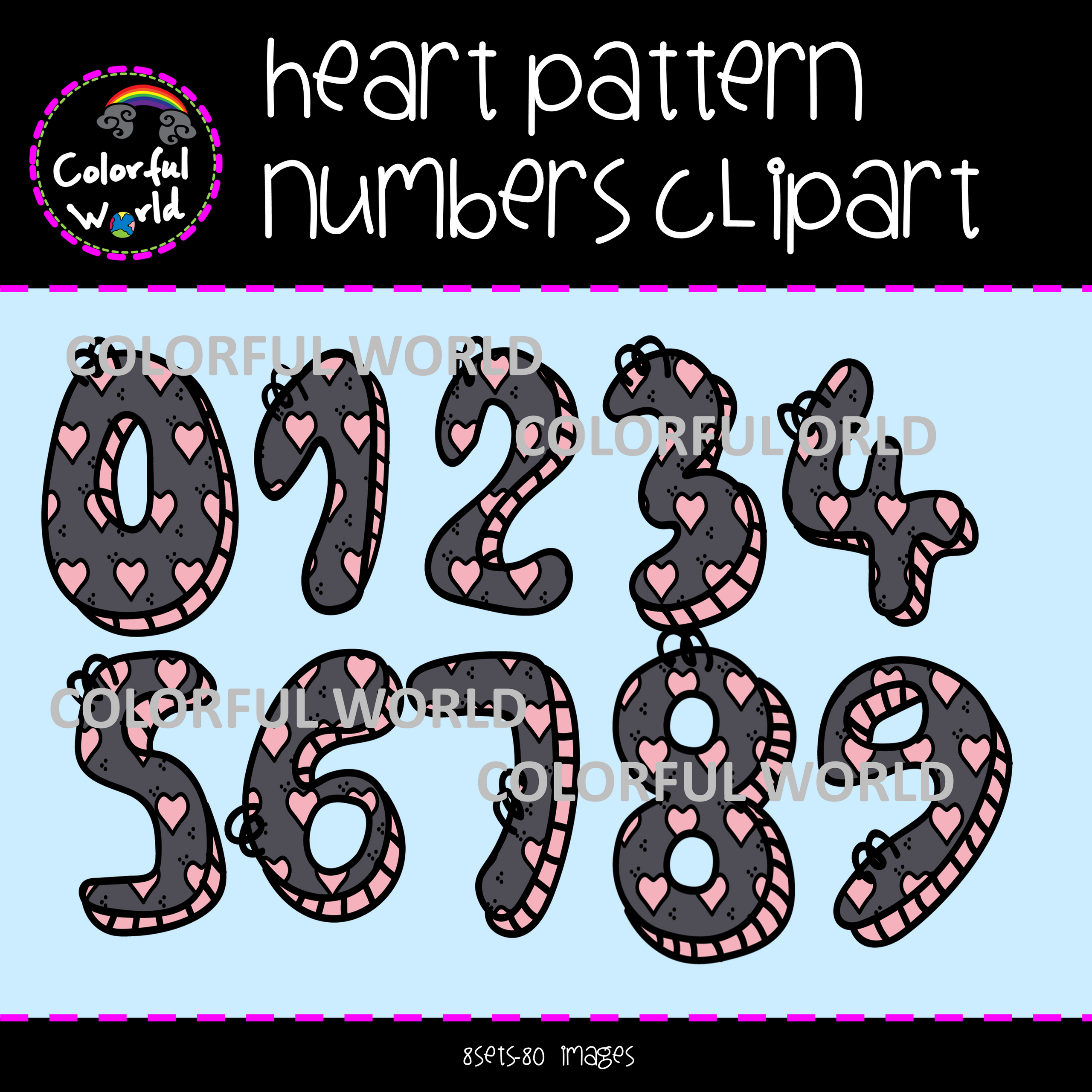 Heart pattern numbers clipart - Amped Up Learning