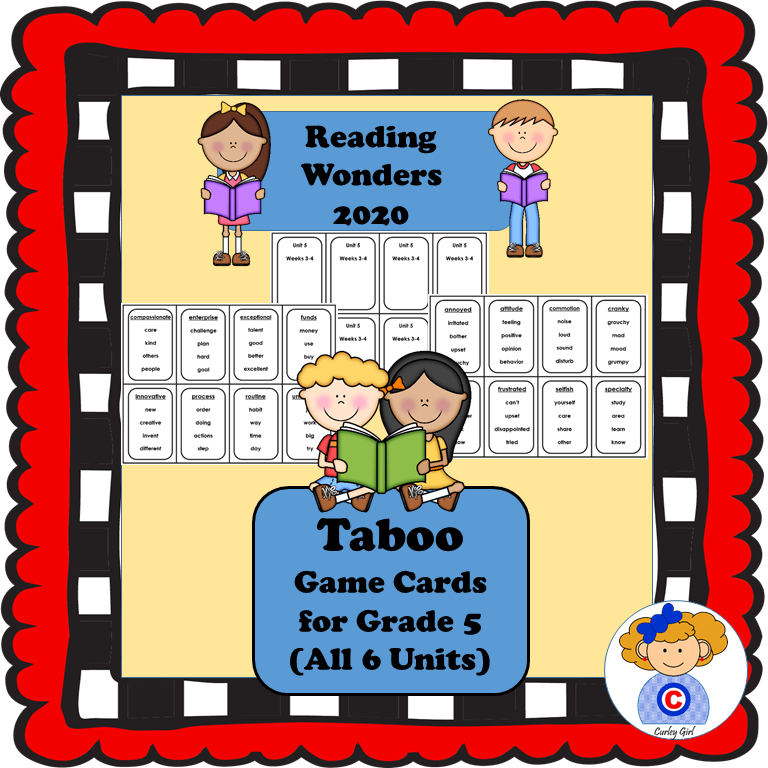 Wonders 2020 5th Grade Vocabulary Taboo Game Cards - Amped Up Learning