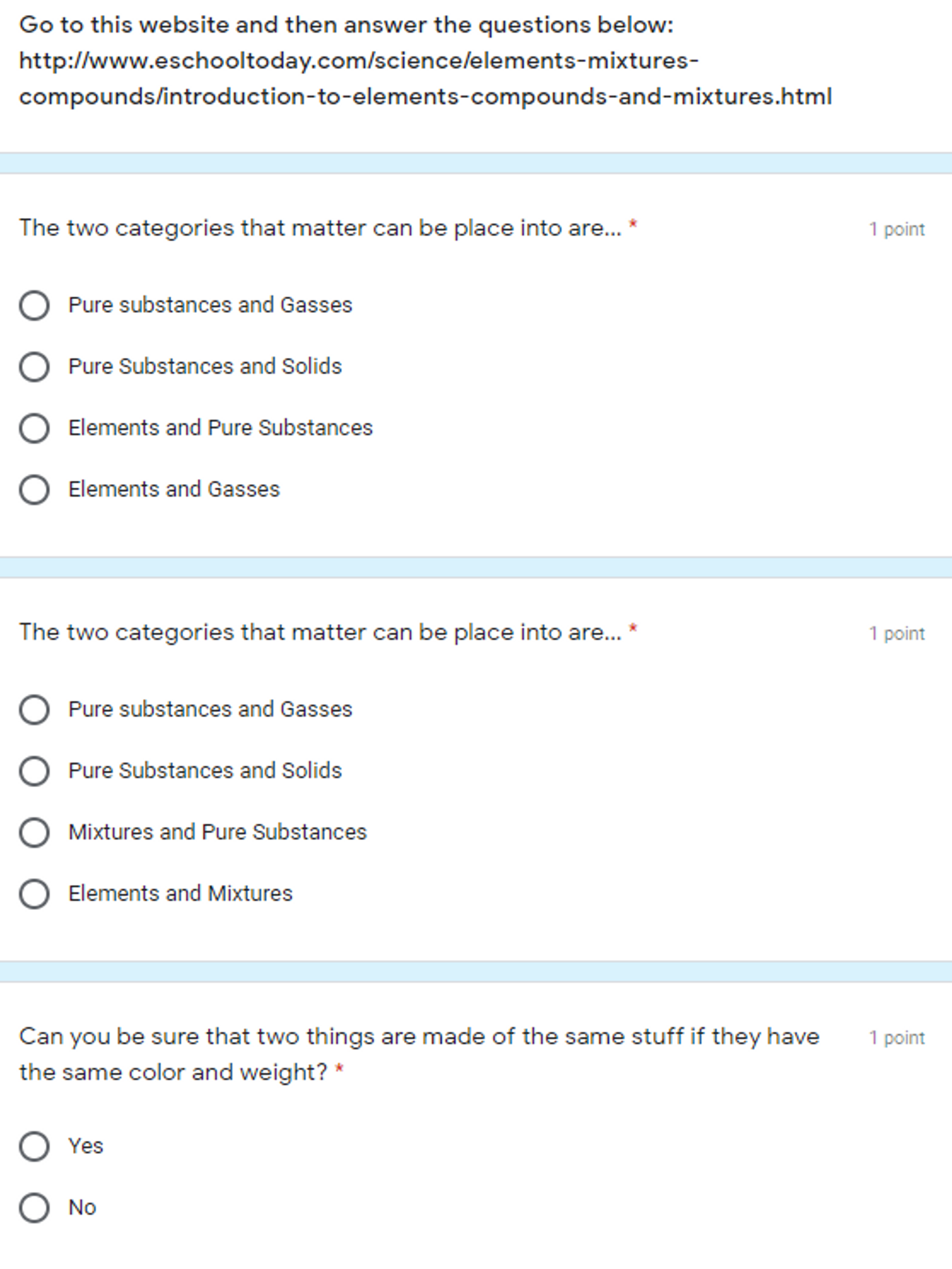 Classifying Matter Web Quest (MS-PS1) (GREAT SUB PLANS or DISTANCE ...
