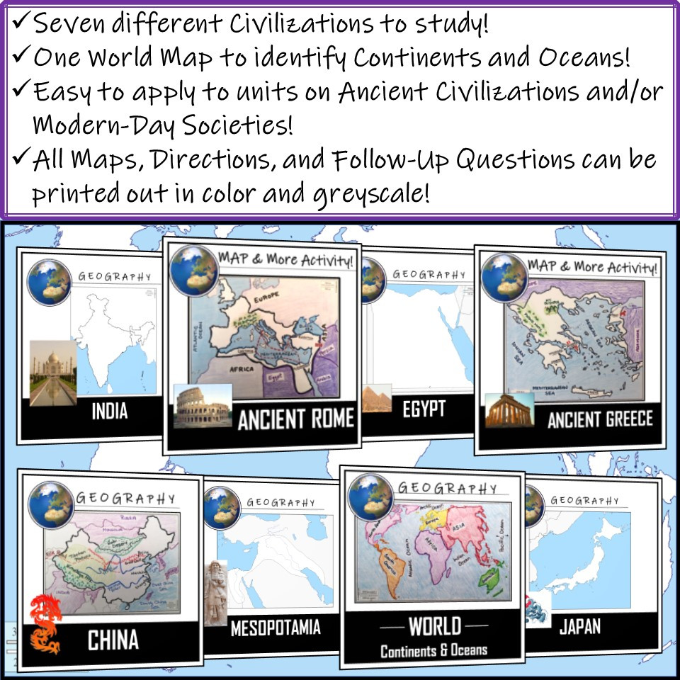 Maps of the World: Color and Labeling Activities! Distance Learning ...