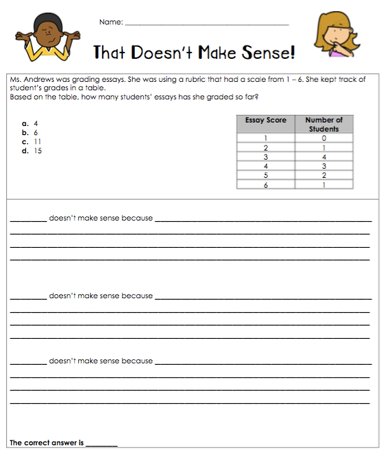 Multiple Choice Eliminator Math Center: That Doesn't Make Sense! (6.SP ...