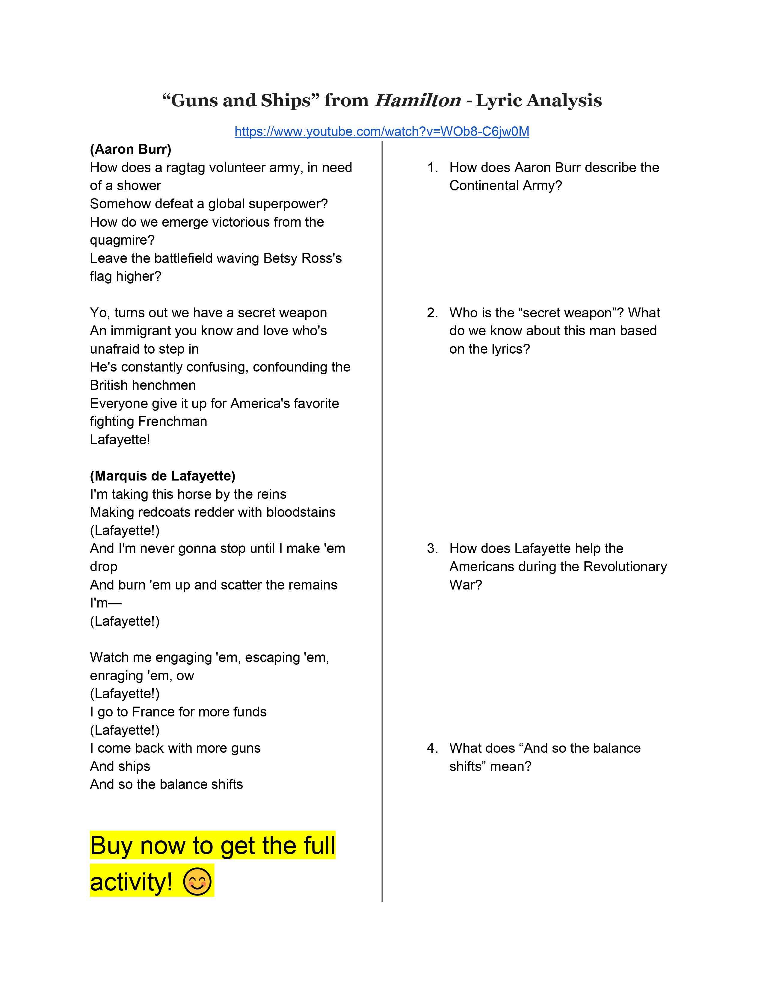 "Guns and Ships" Lyric Analysis