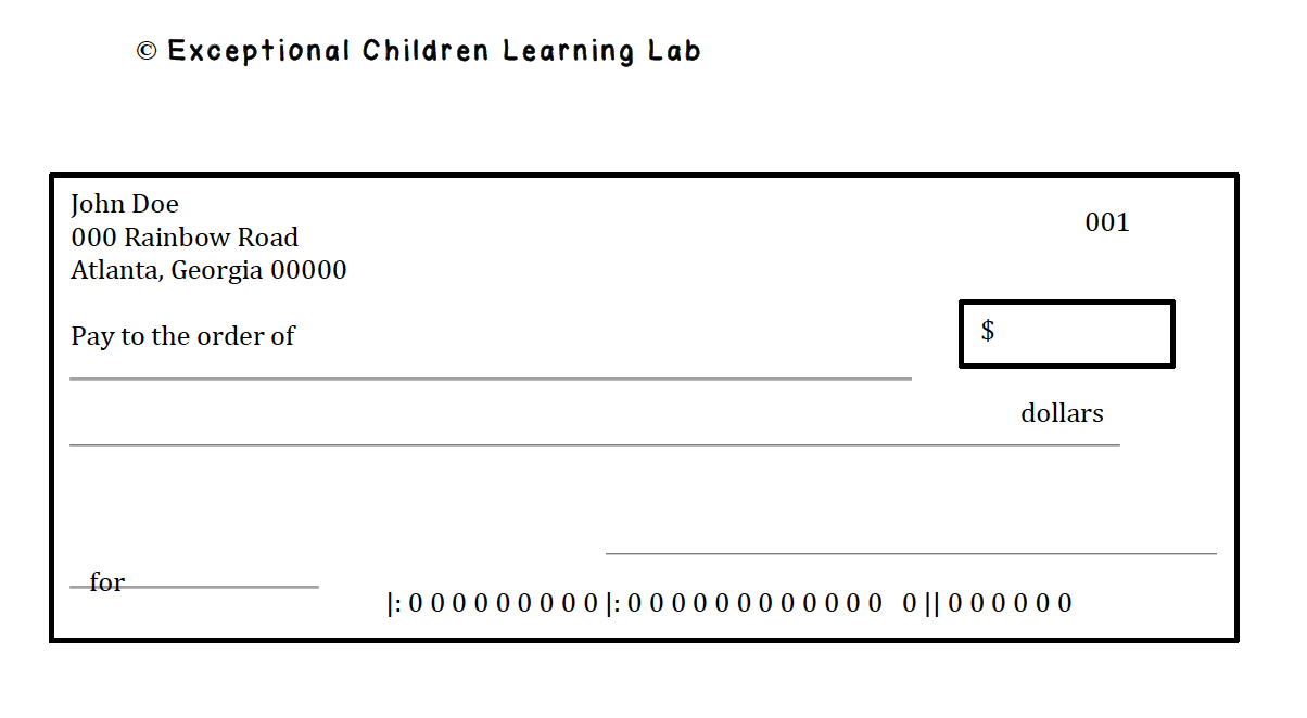Life Skills- Writing Checks, MS and HS
