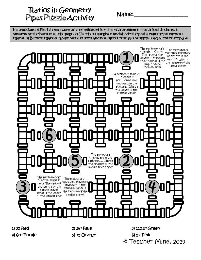 Ratios in Geometry - Pipes Puzzle Activity
