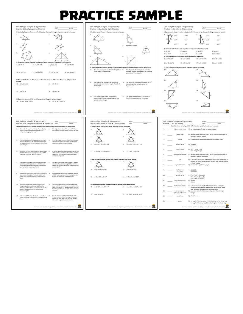 Right Triangles & Trigonometry (Geometry - Unit 11)