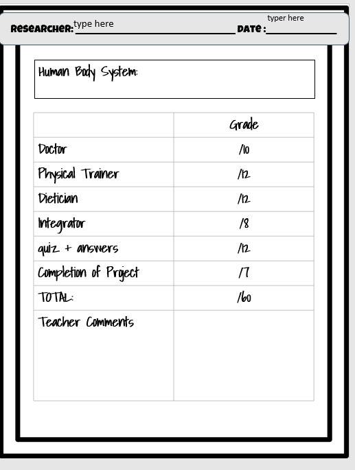 GIANT Human Body Systems STEM Project