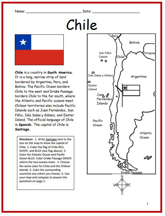 Color and Learn Geography - Chile - Amped Up Learning