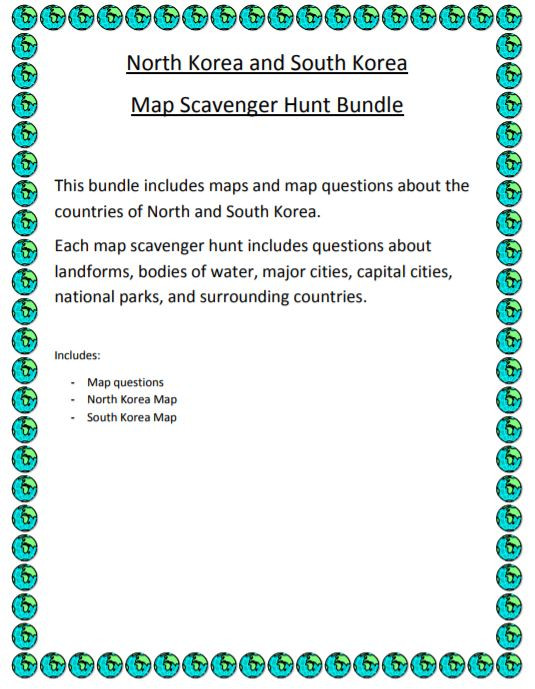 North and South Korea Map Scavenger Hunt Bundle - Amped Up Learning