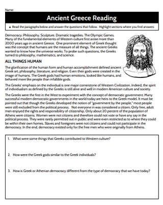 Ancient Greece Reading