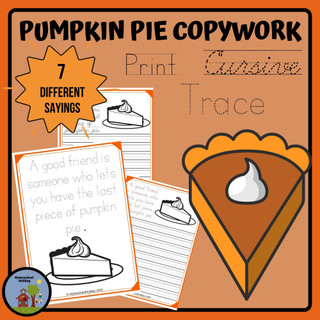 Pumpkin Pie Copywork Handwriting practice - FLASH FREEBIE