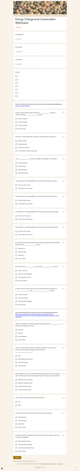 Energy Change and Conservation WebQuest Google Form (MS-PS3-5)