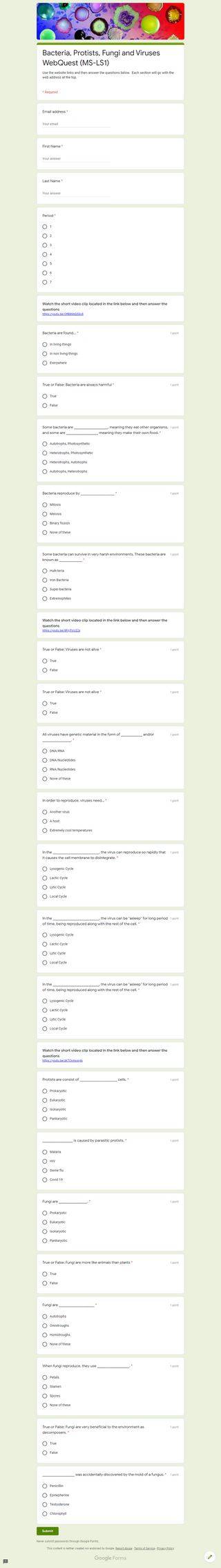 Protist, Fungi, Bacteria & Virus Tournament Bracket Challenge - Amped ...
