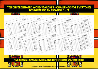 SPANISH NUMBERS 0-20 WORD SEARCHES