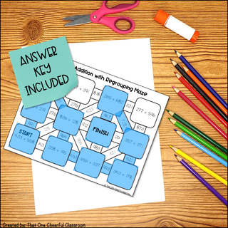 3-Digit Addition with Regrouping Printable Maze Activity