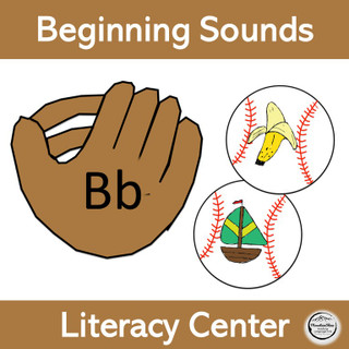 Beginning Sounds, Literacy Center, Baseball Theme