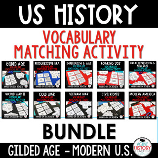 US History Review Bundle Vocabulary Matching Hands-On EOC Review
