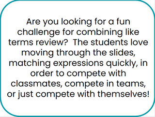 Years - Combining Like Terms Race - Digital Game