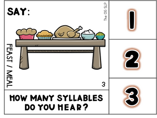 Counting Syllables: THANKSGIVING Phonological Awareness Task Cards