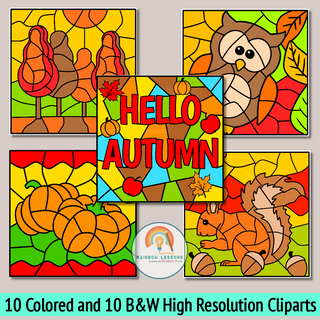 Autumn Color By Number Clipart | Color by Code Fall Clip Art | Fall ...