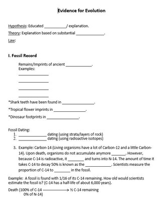 Evidence for Evolution: PowerPoint with Student Handout - Amped Up Learning