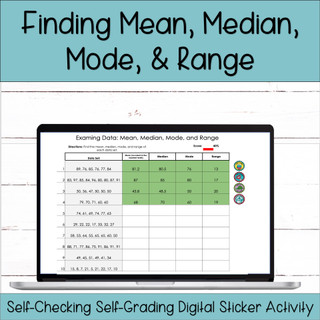Mean, Median, Mode, and Range Digital Self-Checking Math Activity