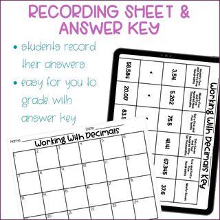 5th Grade Writing, Comparing and Rounding Decimals Place Value Math ...