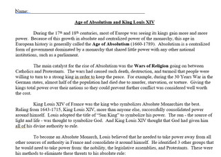 Age of Absolutism and King Louis XIV Lesson - Amped Up Learning