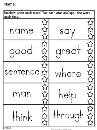 Sight Word Trace Fry's 100