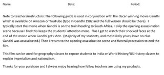 Gandhi (1982) Movie Question Guide - Amped Up Learning
