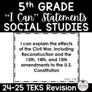 5th Grade Science TEKS I Can Statement 24-25 TEKS Revision Back to ...