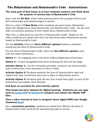 Code of Hammurabi Lesson