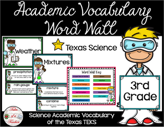 3rd Gr Texas TEKS Science Vocabulary Word Wall - Amped Up Learning