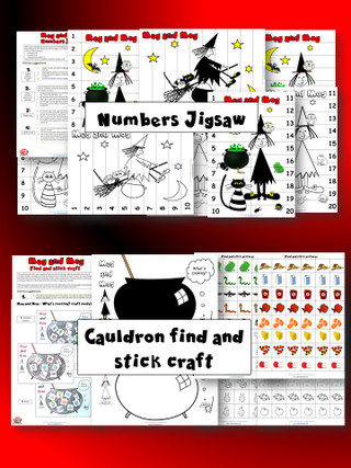 Meg and Mog Activity Pack - Halloween, food, clothes, animals