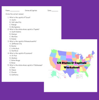 States and Capitals Worksheet - Amped Up Learning