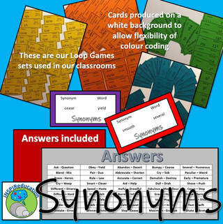 Synonyms (Same Meaning) Loop Game "I have...Who has...?" 45 pairs of ...