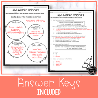 Mid-Atlantic Colonies | Reading Activity Packet - Amped Up Learning