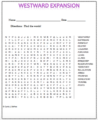 Westward Expansion Word Search - Amped Up Learning