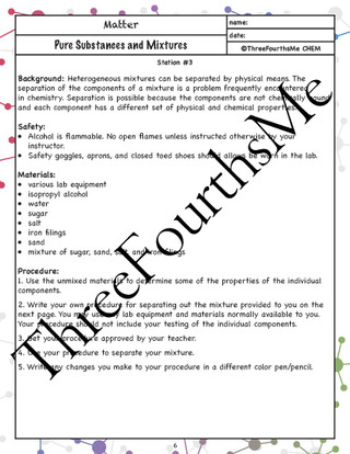 Pure Substances and Mixtures Activities - Amped Up Learning