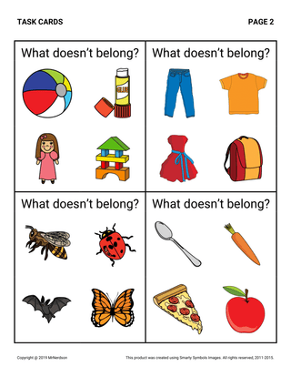 What Doesn't Belong Task Cards - Level 1 - Amped Up Learning