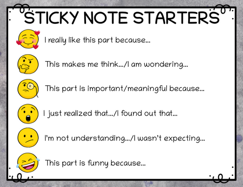 Digital Sticky Note Reflections for Independent Reading (Google Classroom)