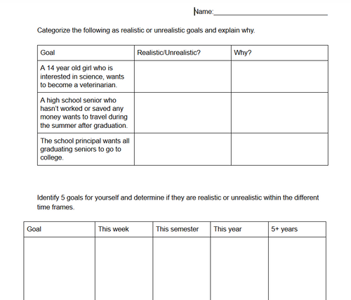 Goal Setting Worksheet Students - Amped Up Learning