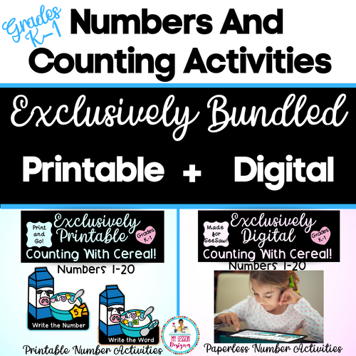 Exclusively Printable-Counting With Cereal, Numbers 1-20 Distance Learning