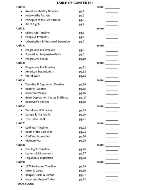 US History Review Bundle Vocabulary Matching Hands-On EOC Review