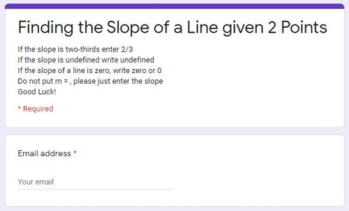 Finding the Slope of Graphed Lines: Google Forms Quiz - 22 Problems ...