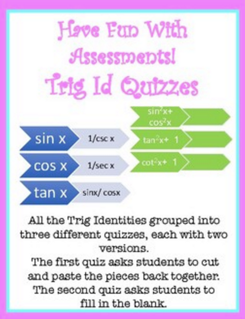 Fun Assessments of all the Trig Identities - Amped Up Learning
