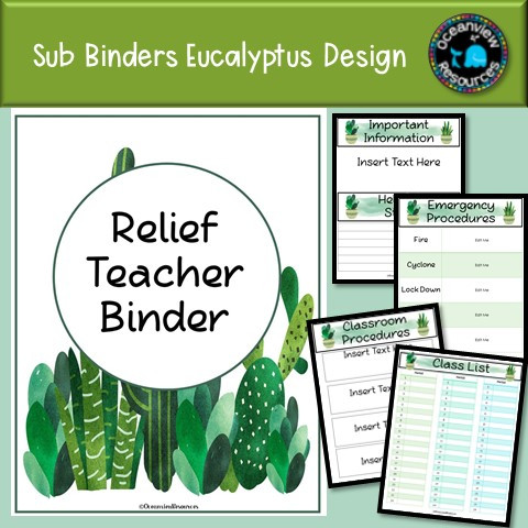 Sub Binder, Relief Teacher Binder - Doodle Flowers Design - Amped Up ...