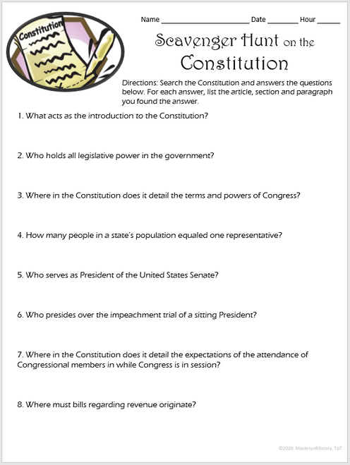 Constitution of the United States Break In Activity - Amped Up Learning