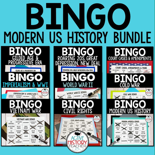 US History Review Bundle Vocabulary Matching Hands-On EOC Review
