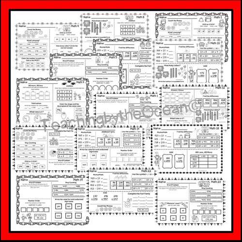 2nd Grade Morning Work - Math - All Year Bundle - Amped Up Learning