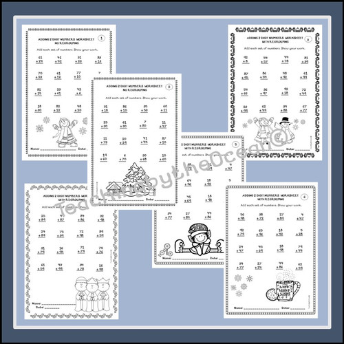 Subtracting 2 Digit Numbers Worksheets – Winter / Christmas Themed ...